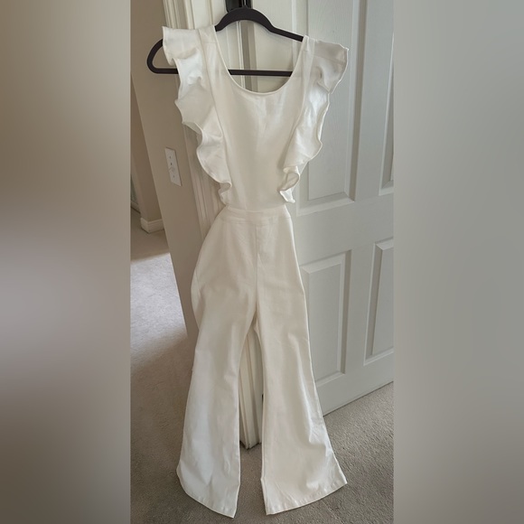 Pants & Jumpsuits | White Jump Suit With Cut Outs | Poshmark